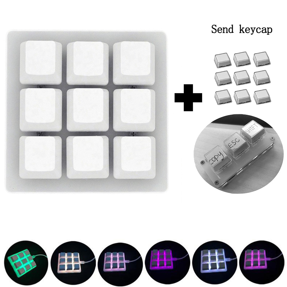 RGB LED 9 Keys Macro Programmable Backlight Mechanical Keyboard เกมประกวดไฟฟ้าสำหรับ Linux MacOS ...