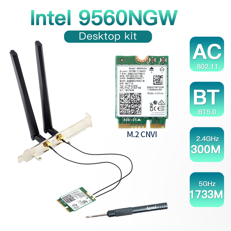 2030Mbps Intel 9560 Dual Band 2.4G 5Ghz Wireless Desktop Kit Bluetooth5 ...
