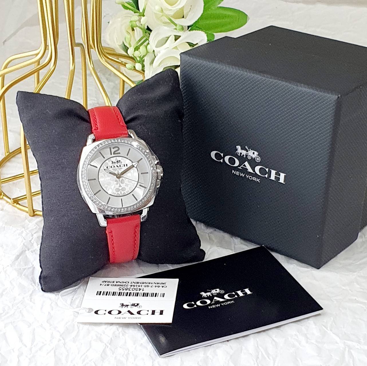 MeBrandOutlet #Coach Boyfriend Red Strab Silver Dial Crystal #14503855 ...
