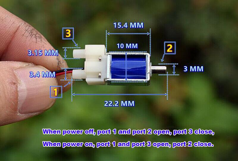 DC 3V 3.7V Mini Electric Solenoid Valve 2 position 3 way Gas Air Flow ...