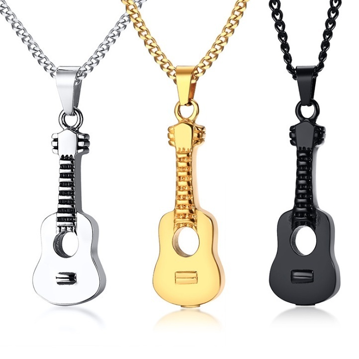 Men's Punk Fashion GoldSilverBlack Openable Guitar Ash Case Memento ...