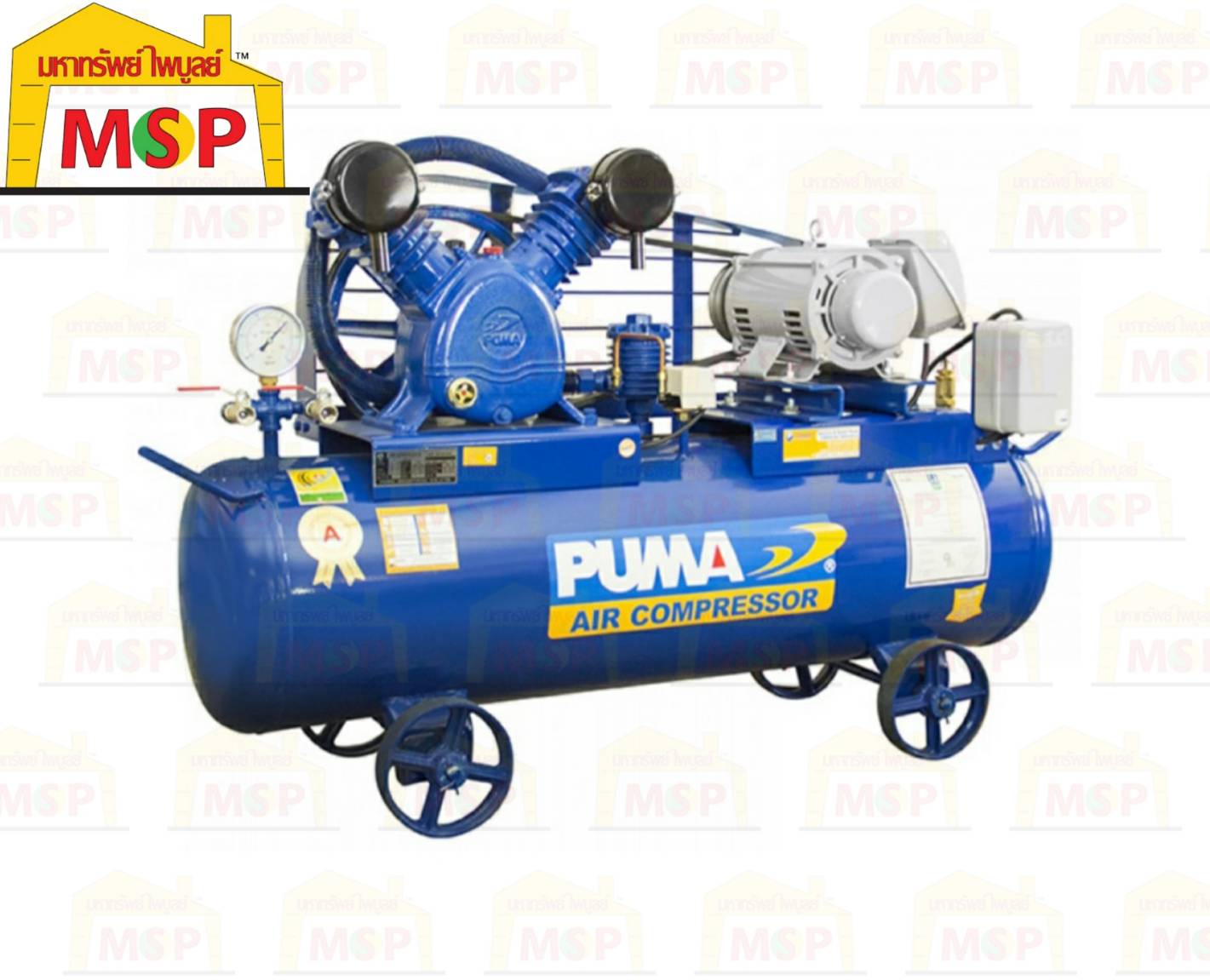 ปั๊มลมสายพาน PUMA รุ่น PP-23P 260ลิตร 2สูบ พร้อมมอเตอร์Mitsubishi 3แรง 380V - มหาทรัพย์ - ThaiPick