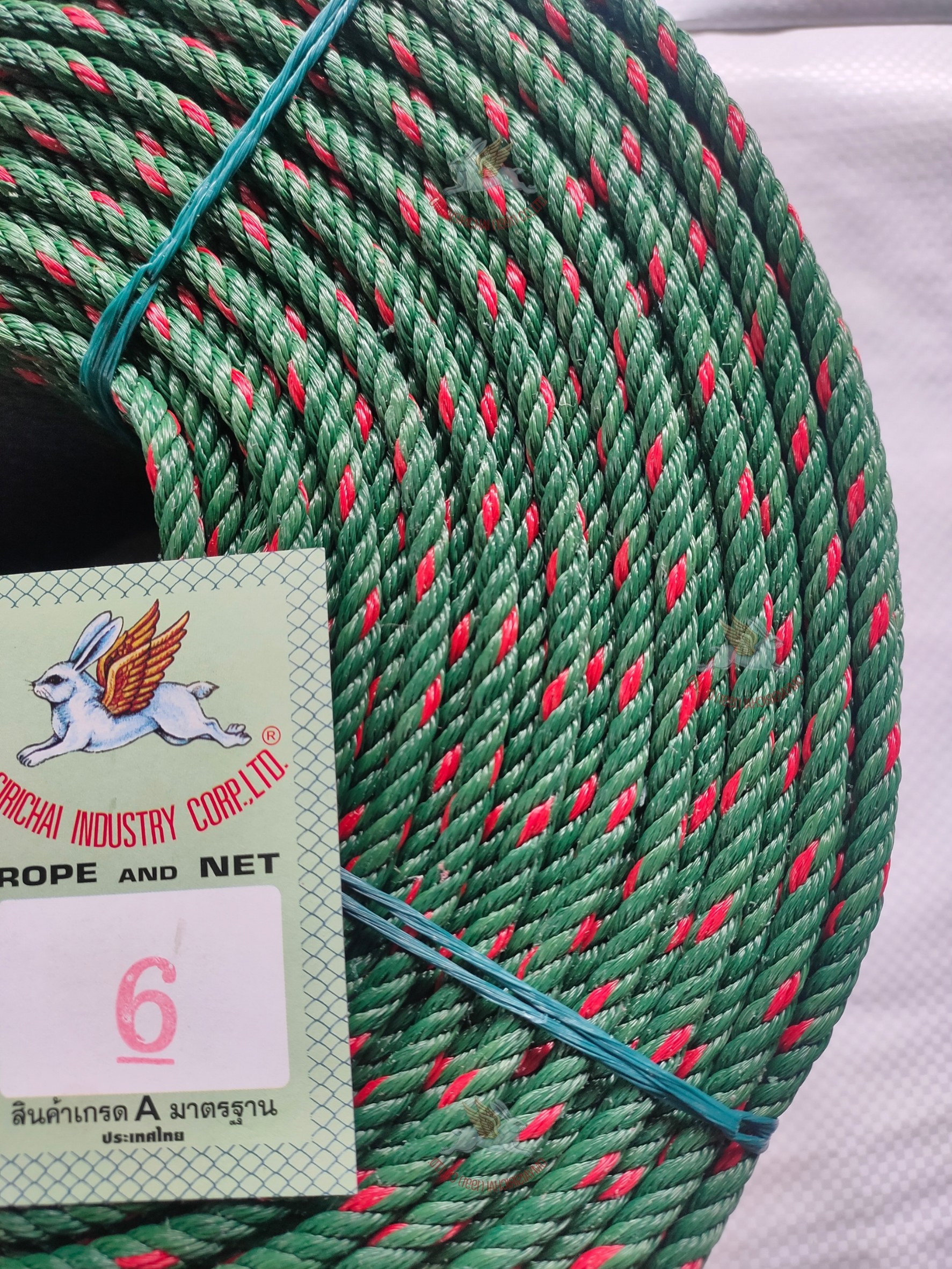 พร้อมส่ง เชือกไนล่อน เชือกสีเขียวน้ำทะเล เชือกตรากระต่าย ขายยกลูก ขนาด ...