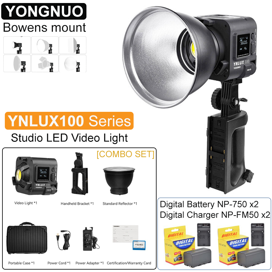 Yongnuo YNLUX100 Series ไฟ LED ต่อเนื่อง สำหรับการถ่ายวิดีโอ COB 100W [5600K / 3200K-5600K ...