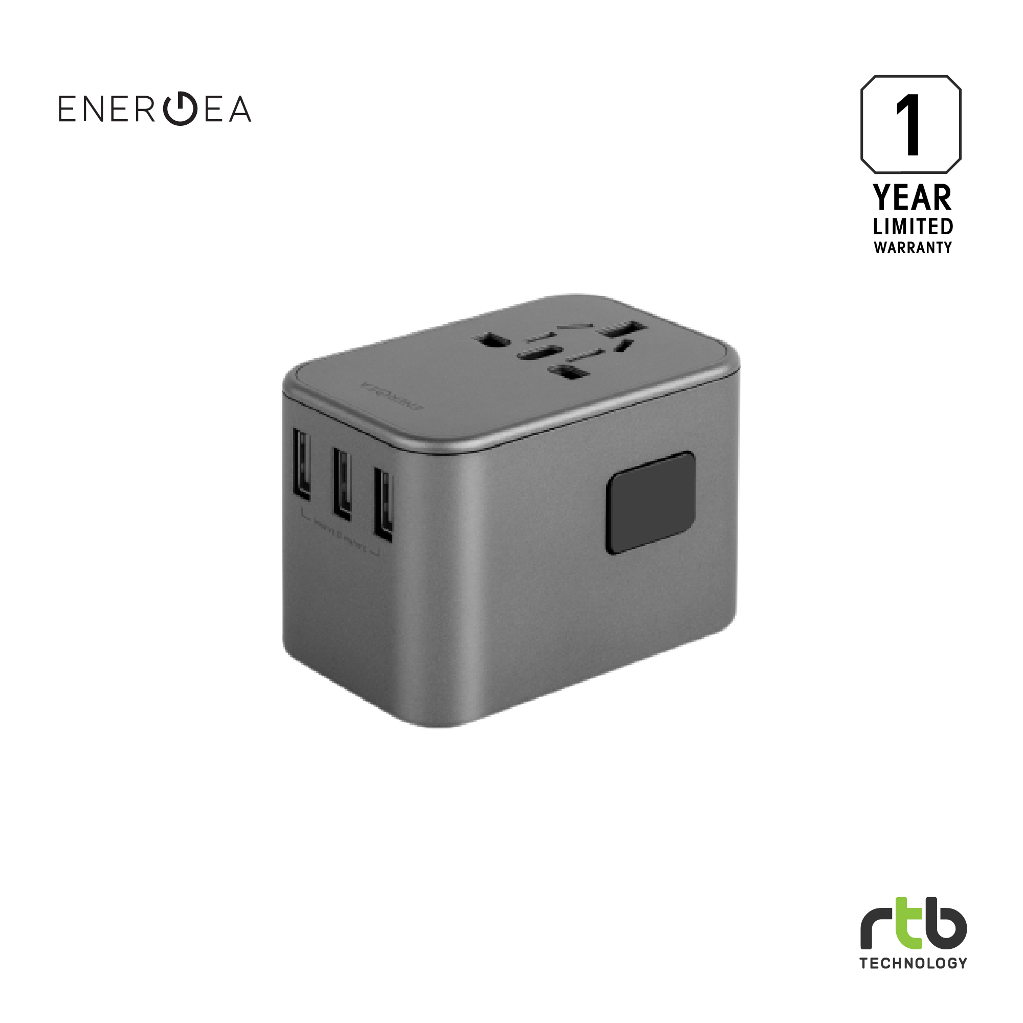 Energea หัวแปลงปลั๊กไฟสำหรับเดินทาง รุ่น TravelWorld Adapter 35 3A 2C ...