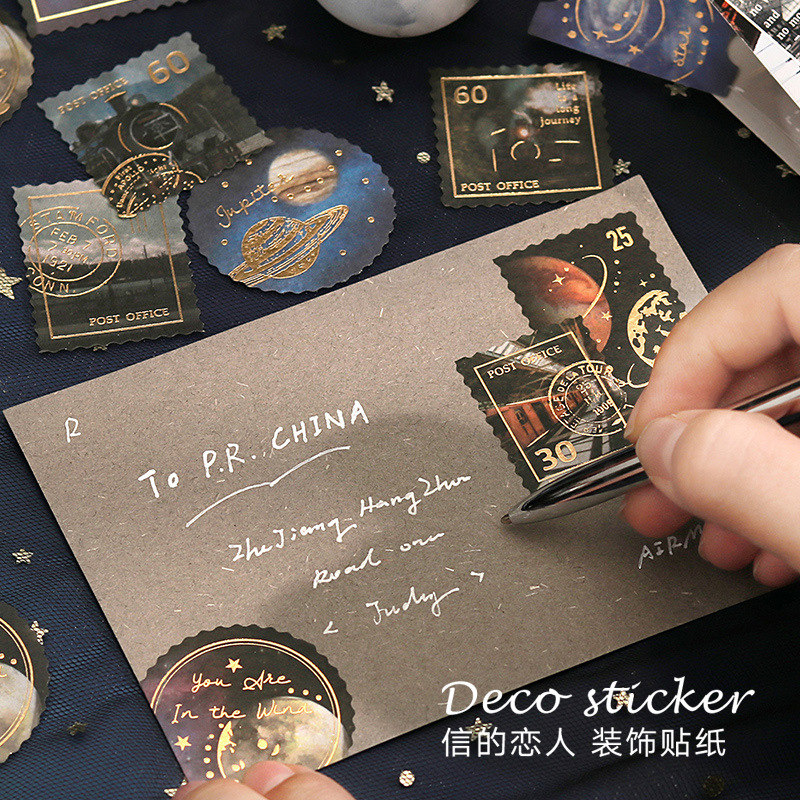 45pcs Retro Starry Forest Stamp Decorative Foil Gold Stickers ...