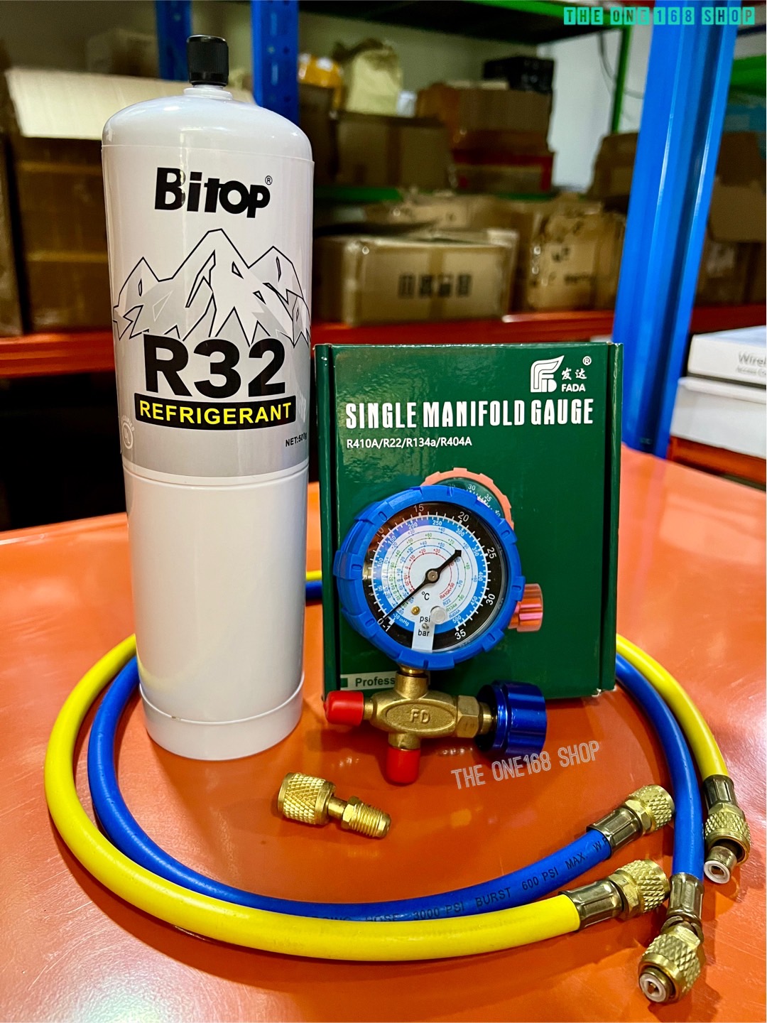 น้ำยาแอร์ R32 ชุดพร้อมเติม กระป๋องน้ำยา+เกจ+สายเติมน้ำยา+หัวต่อ ...