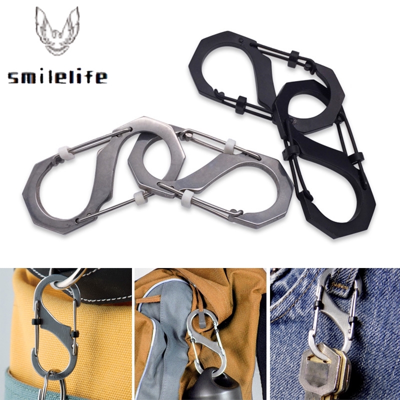 ஐ⋌ஐ 3pcs 8 Type Carabiner Key Chain Hook Clip Buckle Slide Lock for ...