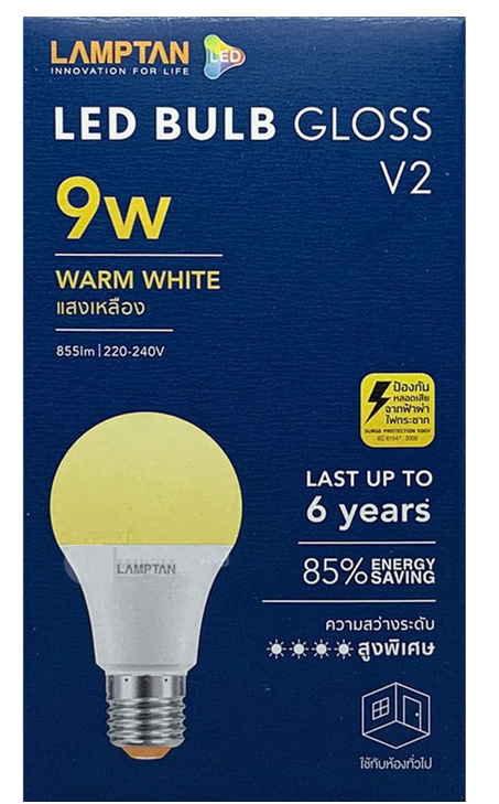 LAMPTAN LED Bulb New Gloss (10,000 ชม.)หลอดไฟแอลอีดี 5W,7W,9W,11W,14W ...