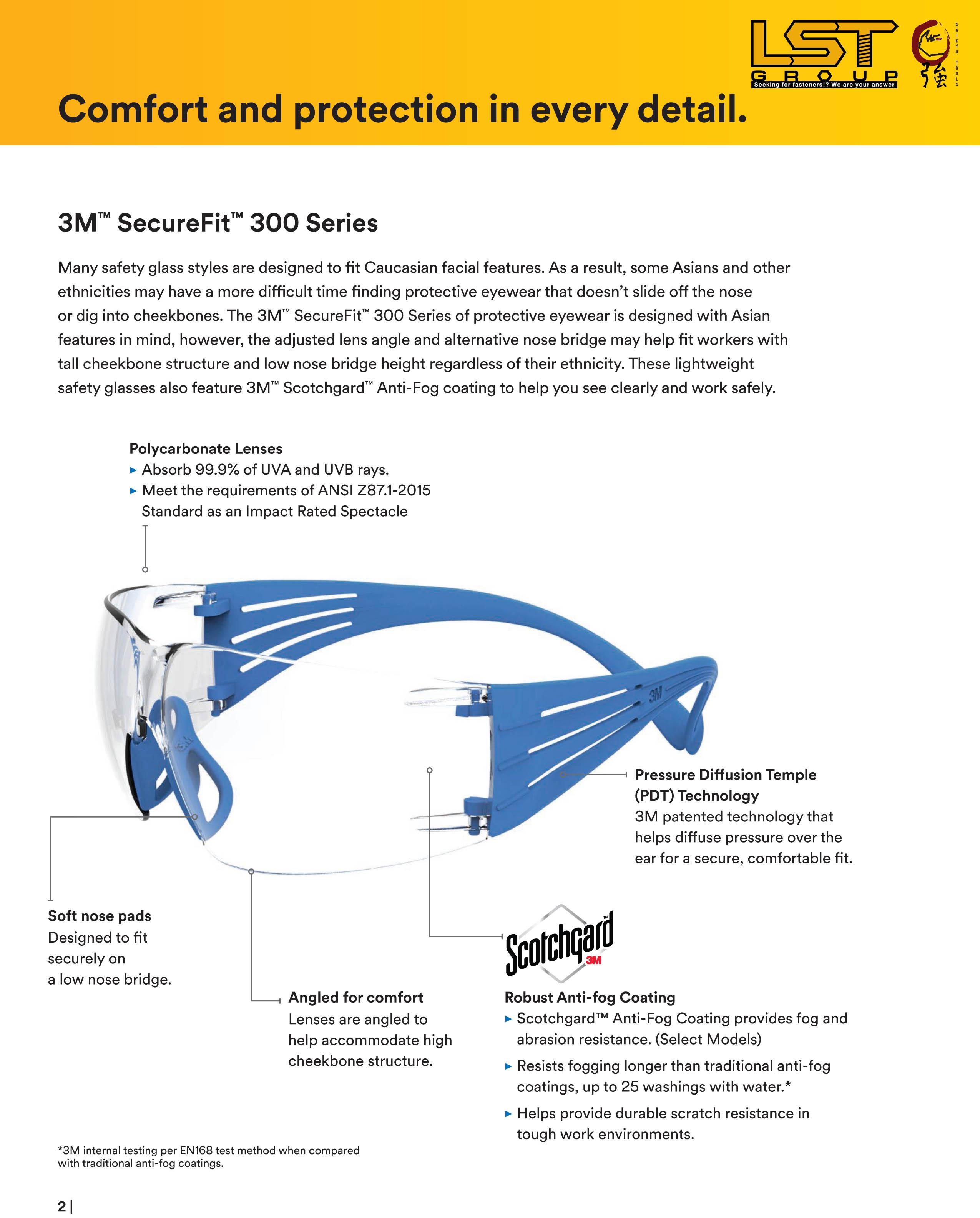 3M แว่นเซฟตี้ แว่นนิรภัย Secure Fit รุ่น SF302 AF เลนส์ดำ ป้องกันการ ...