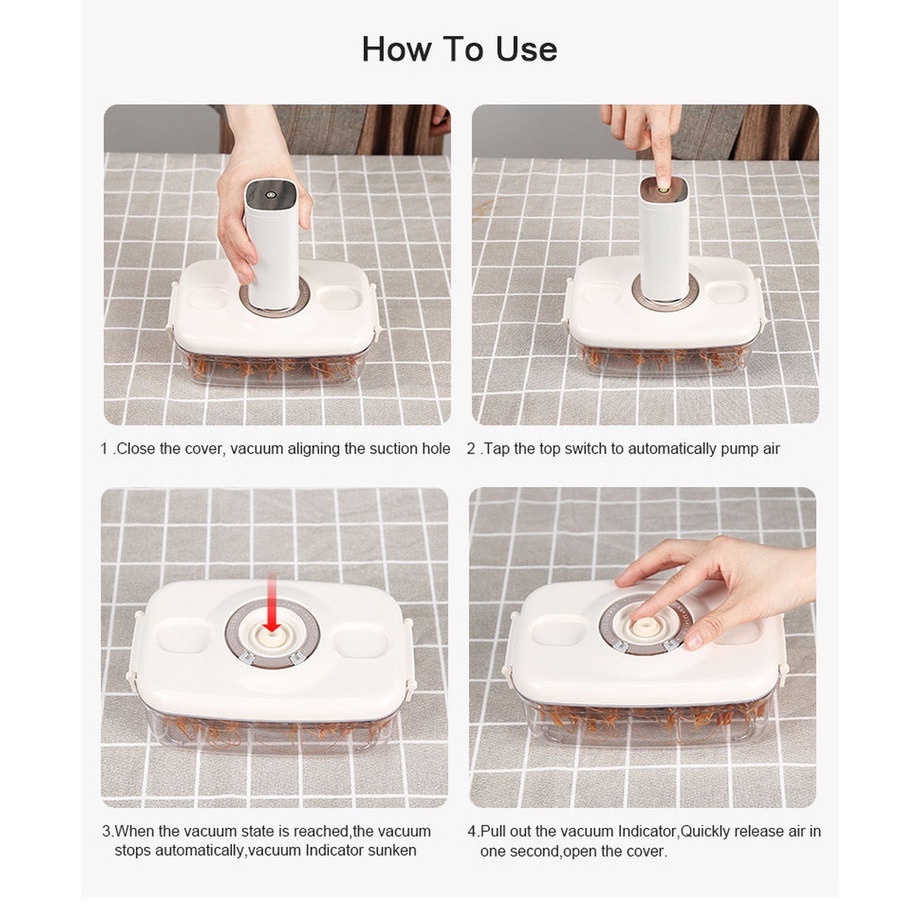 1.2L-4.6L Food Fresh Storage Container Vacuum Seal Plastic Vacuum Food ...