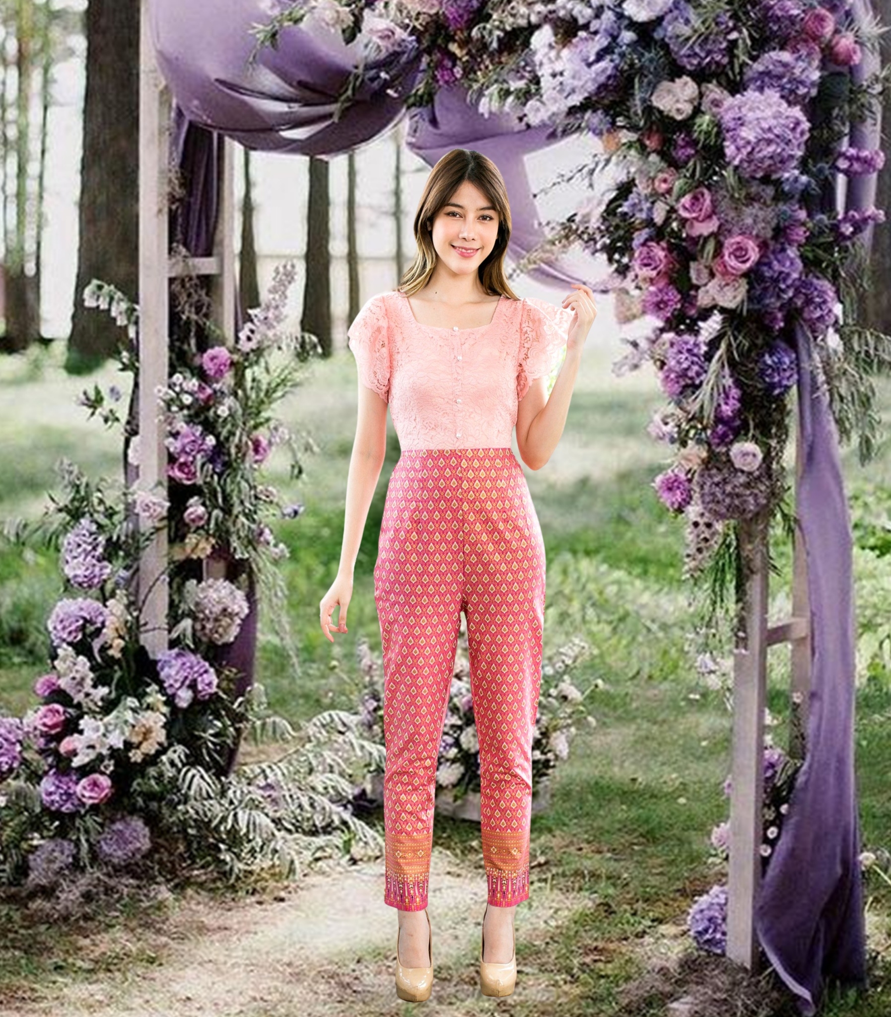 ชุดไทยประยุกต์ จัมพ์สูทชุดไทย Dao Rueng Jumpsuit ชุดไทยผู้หญิง ชุดไทยสวย ชุดไทยกางเกง ชุดไทย ชุด ...