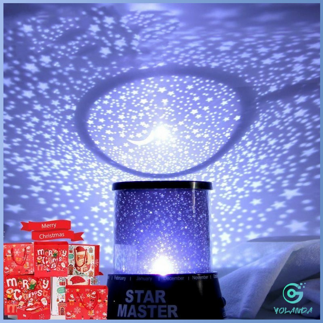 Yolanda โคมไฟทรงกระบอก จำลองดวงดาวและจักรวาล โคมไฟโปรเจคเตอร์ โคมไฟ ...