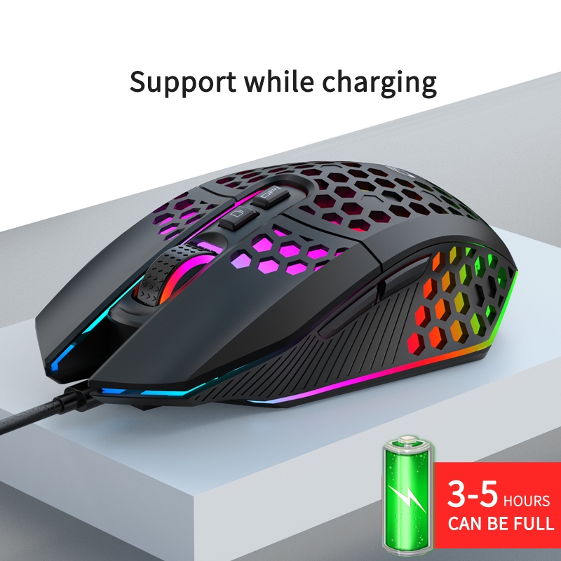 X801 Wireless Charging Gaming Mouse 8 button LED Honeycomb Hollow ...