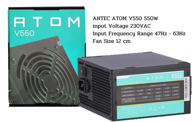 POWER SUPPLY (อุปกรณ์จ่ายไฟ) ANTEC ATOM V550 550W ประกัน 3ปีของแท้ ...