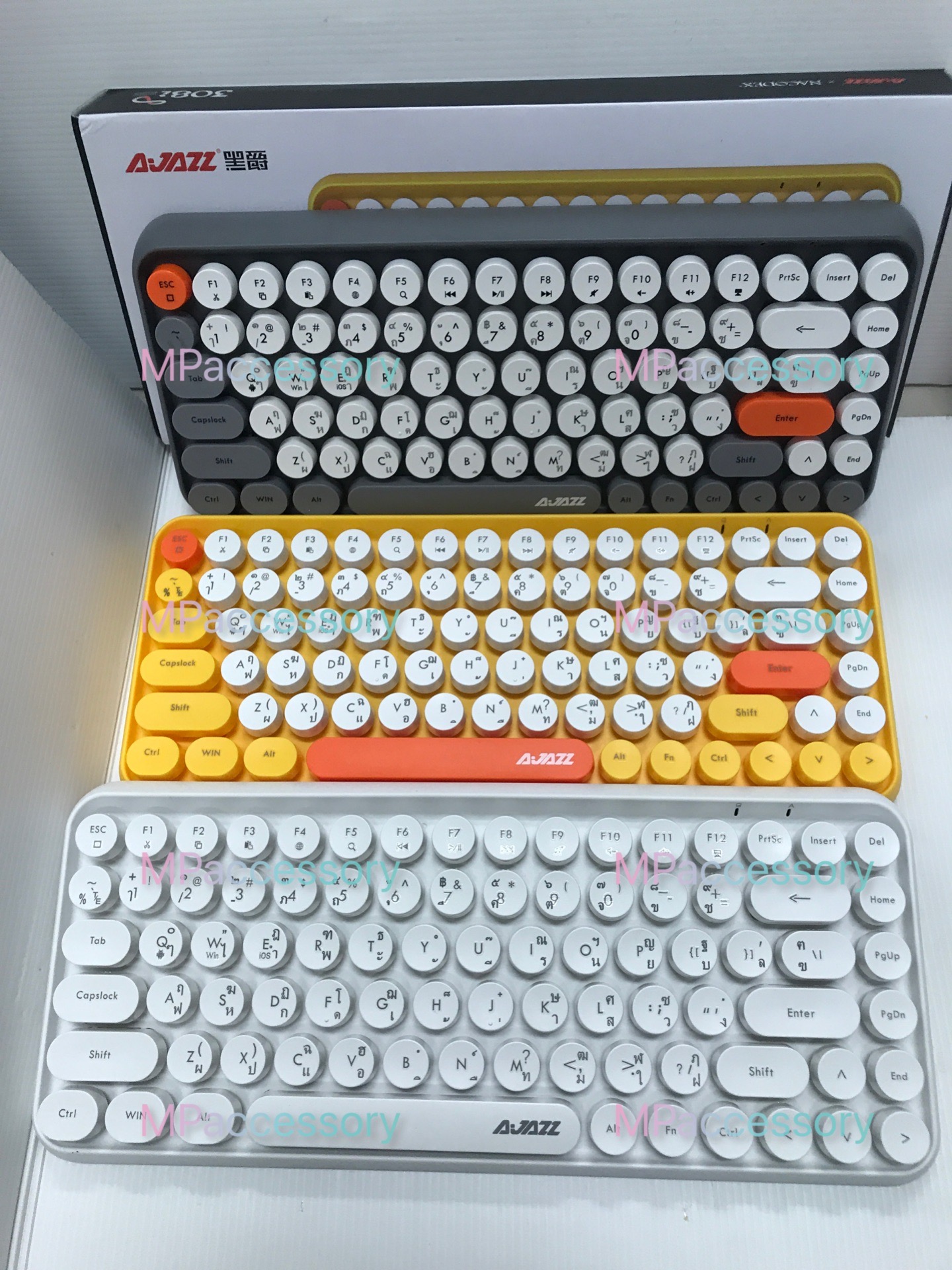 คีย์บอร์ดบลูทูธ Ajazz 308i Bluetooth Office PCTablet Keyboard American Broadcom 3.0 Bluetooth ...