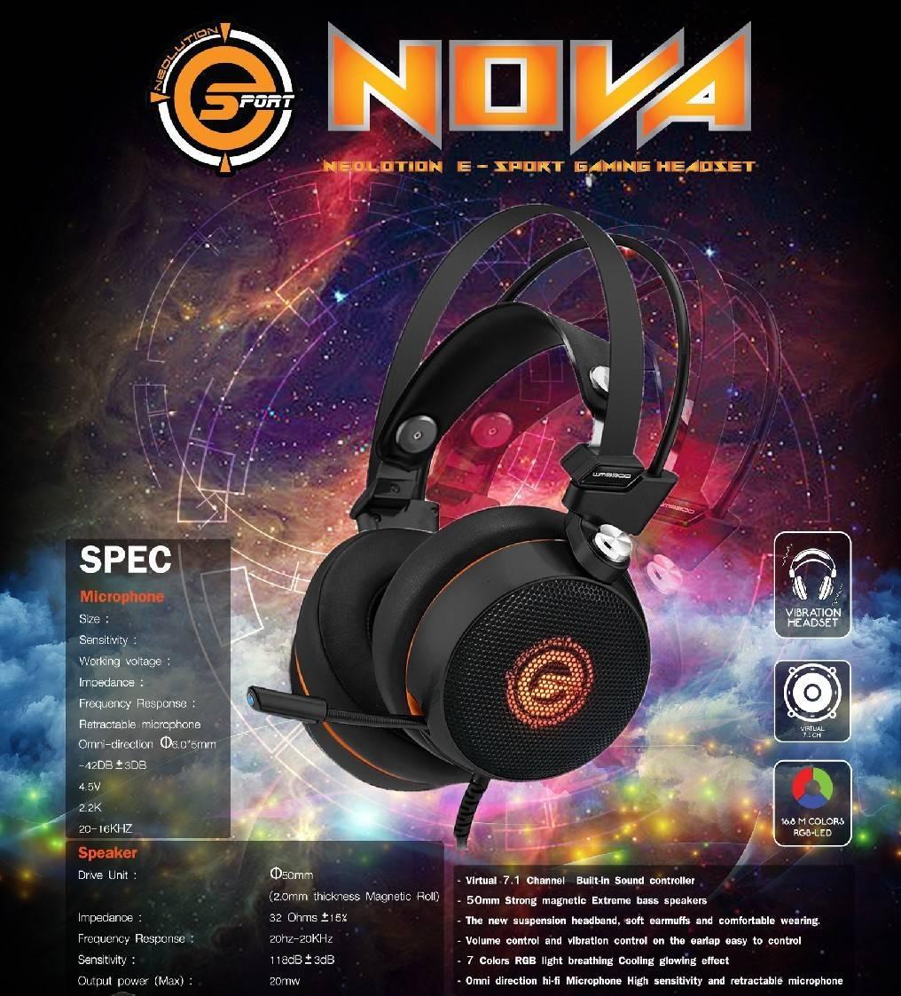 NEOLUTION E-SPORT HEADSET NOVA BLACK 7.1 USB - LITTLE01 - ThaiPick