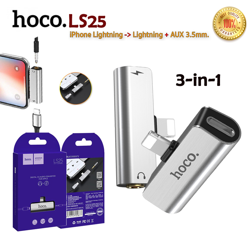 Hoco LS32 digital 3.5 audio converter for Lightning ตัวแปลง หัวแปลง 2 ...