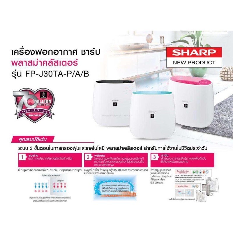 SHARP เครื่องฟอกอากาศ รุ่น FP-J30TA ควบคุมพื้นที่ 23 ตร.ม. (กรองฝุ่น PM 2.5) - ช้อปปิ้งทูมี ...