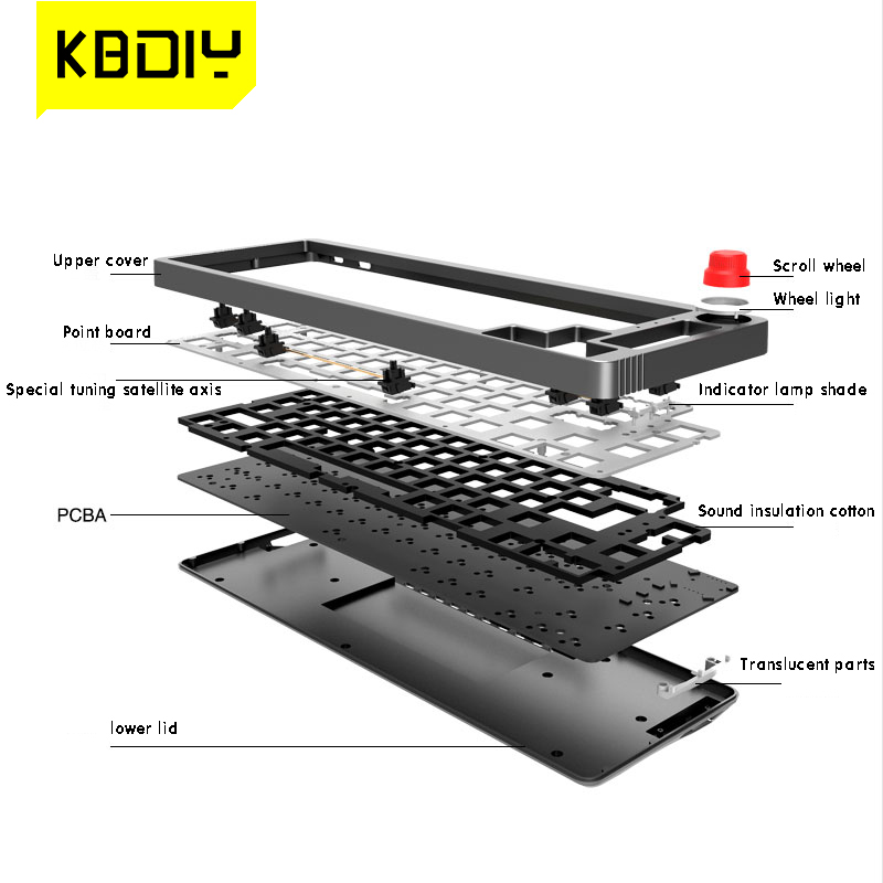 KBDiy TM680 Knob Hot Swap Mechanical Keyboard Kit Wireless Bluetooth 3 ...