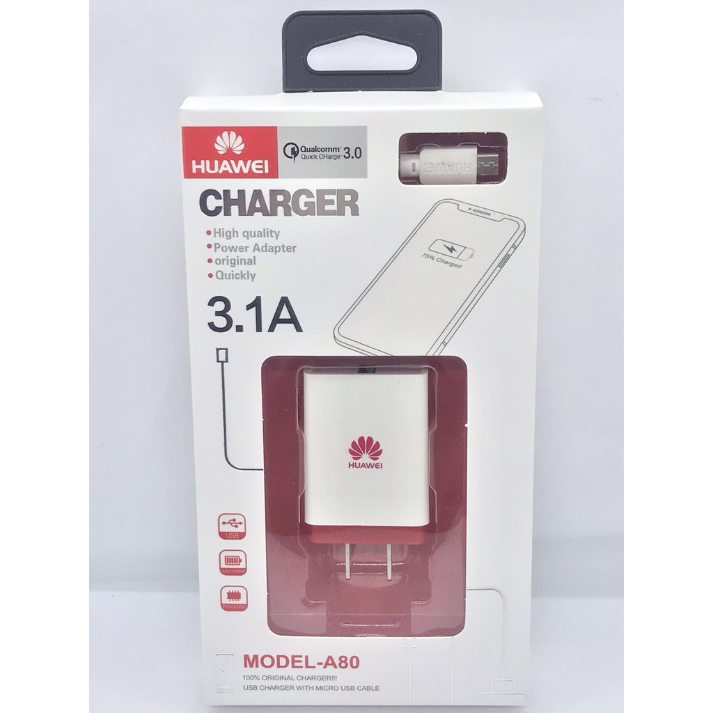 Huawei ชุด หัวชาร์จ + สายชาร์จ Micro usb ยาว 1 เมตร 3.1 A Model-A80 ...
