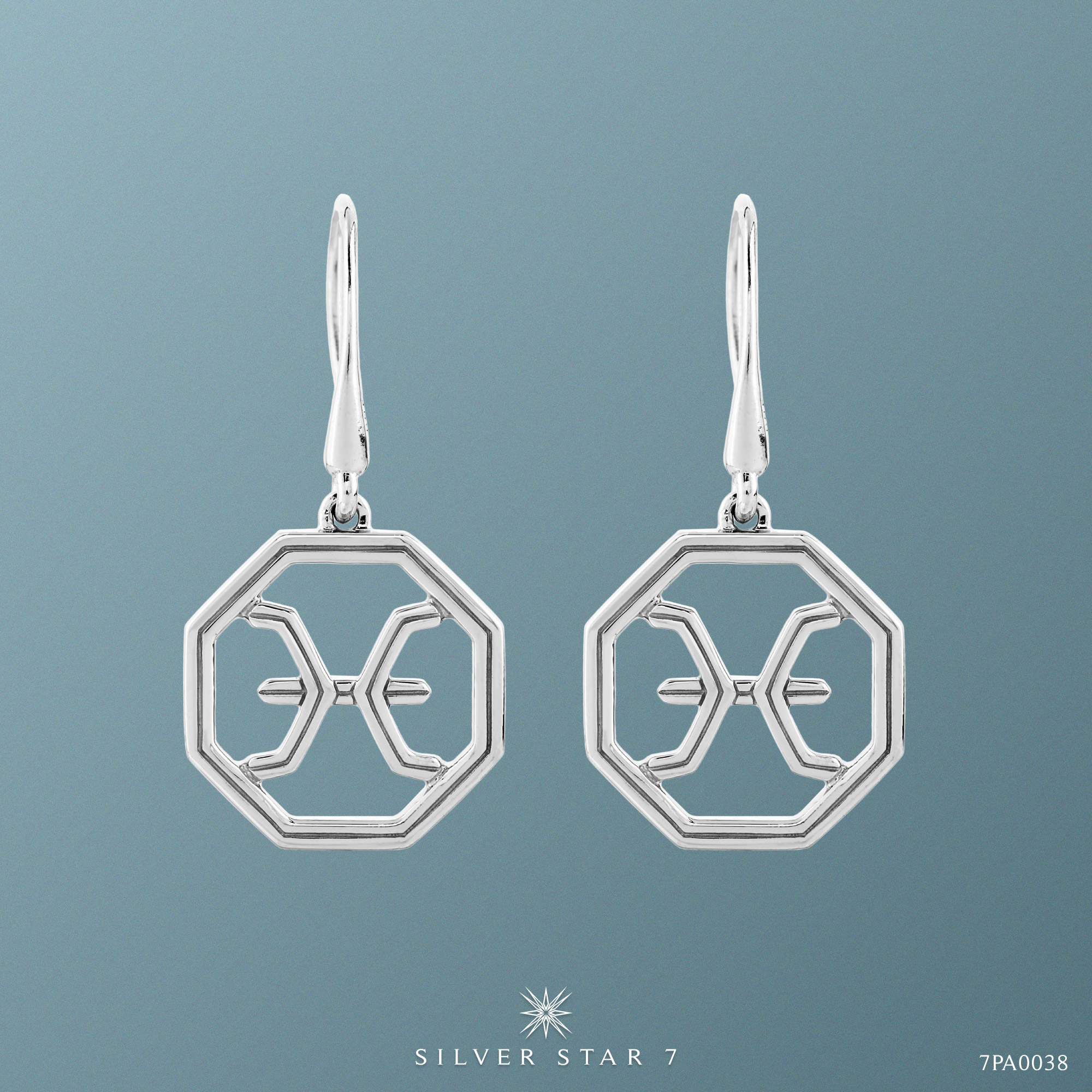 Silver Star 7 - ต่างหูราศีมีน 12 จักรราศี (12 Zodiacs) เงินแท้ 925 ...