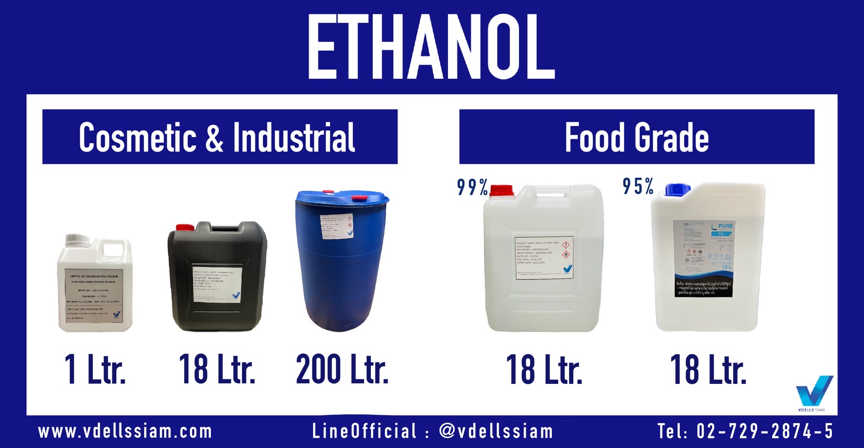 Ethanol 99 หรือ Ethyl Alcohol 99 (Cosmetic Grade) ปริมาณ14kg - VDELLS ...