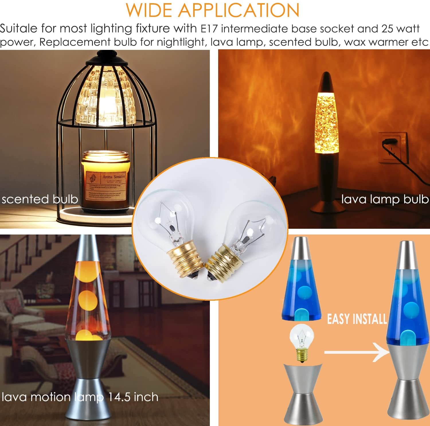 6 Packs 25 Watt E17 S11 Intermediate Base Original Appliance ...