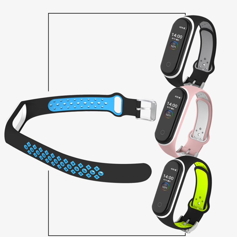 Double Color Round Holes Watch Band with Buckle Wrist Strap Replacement ...