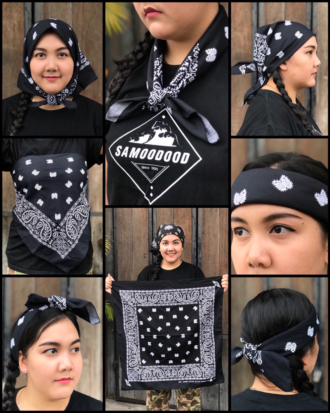 ผ้าลายลูกน้ำผืนใหญ่ ผ้าโพกหัว ผ้าเช็ดหน้า ผ้าผูกผม Bandana Jumbo size ...