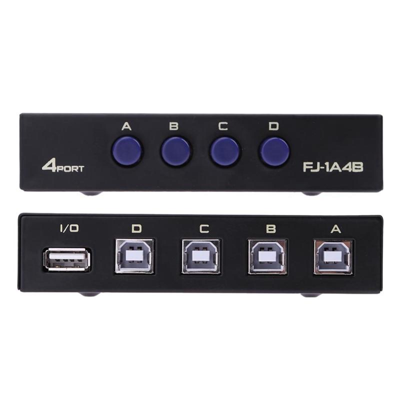 Metal Usb 2.0 4 Ports Share Switch Switcher Selector Box Hub Sharing Switch Adapter For Pc ...