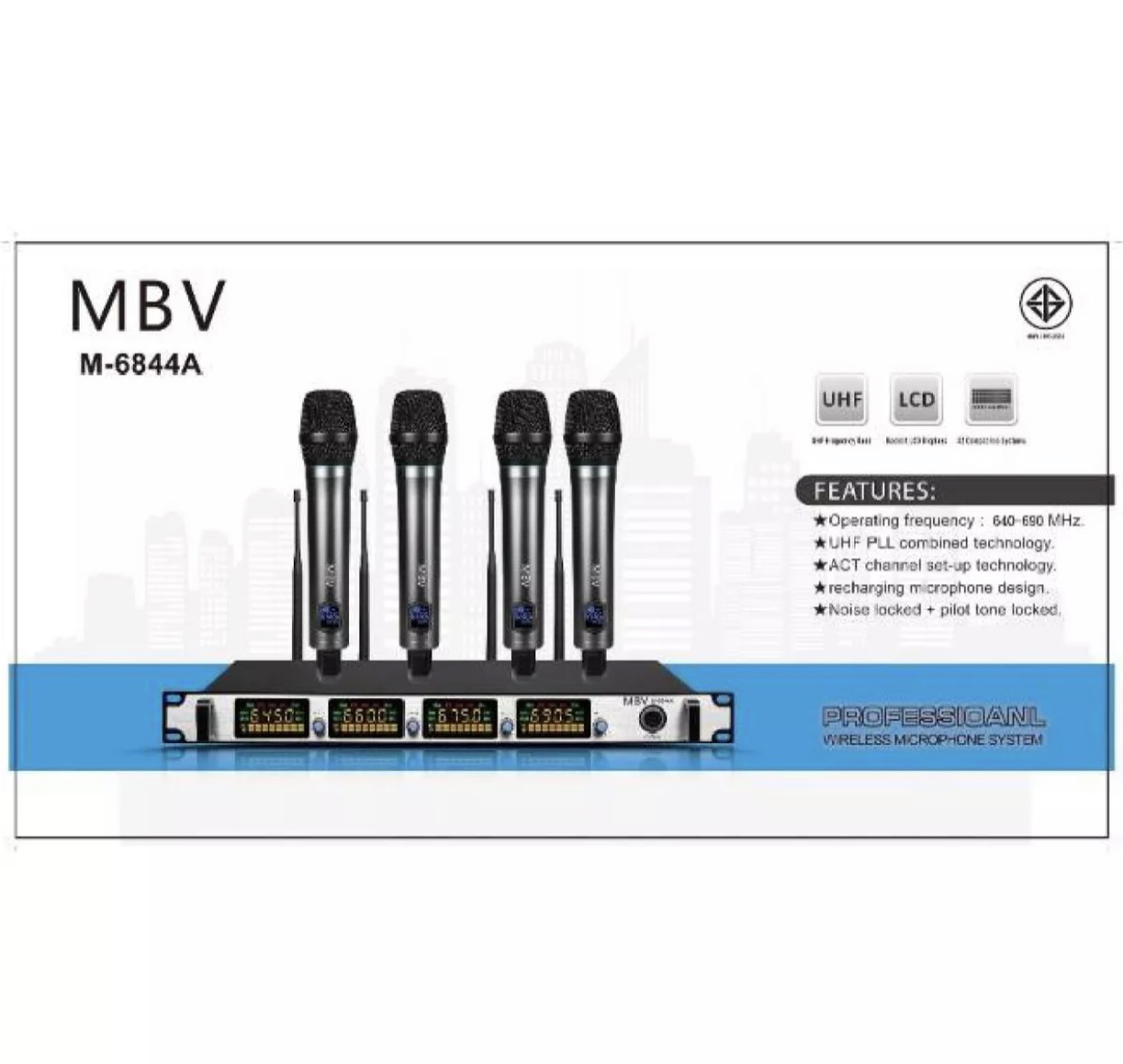 (New..รุ่นใหม่) ไมค์ลอยถือไร้สาย MBV M-6844 (A) ปรับความถี่ได้ ไมค์ลอย 4ตัว ไมโครโฟนไร้สาย 4ตัว ...