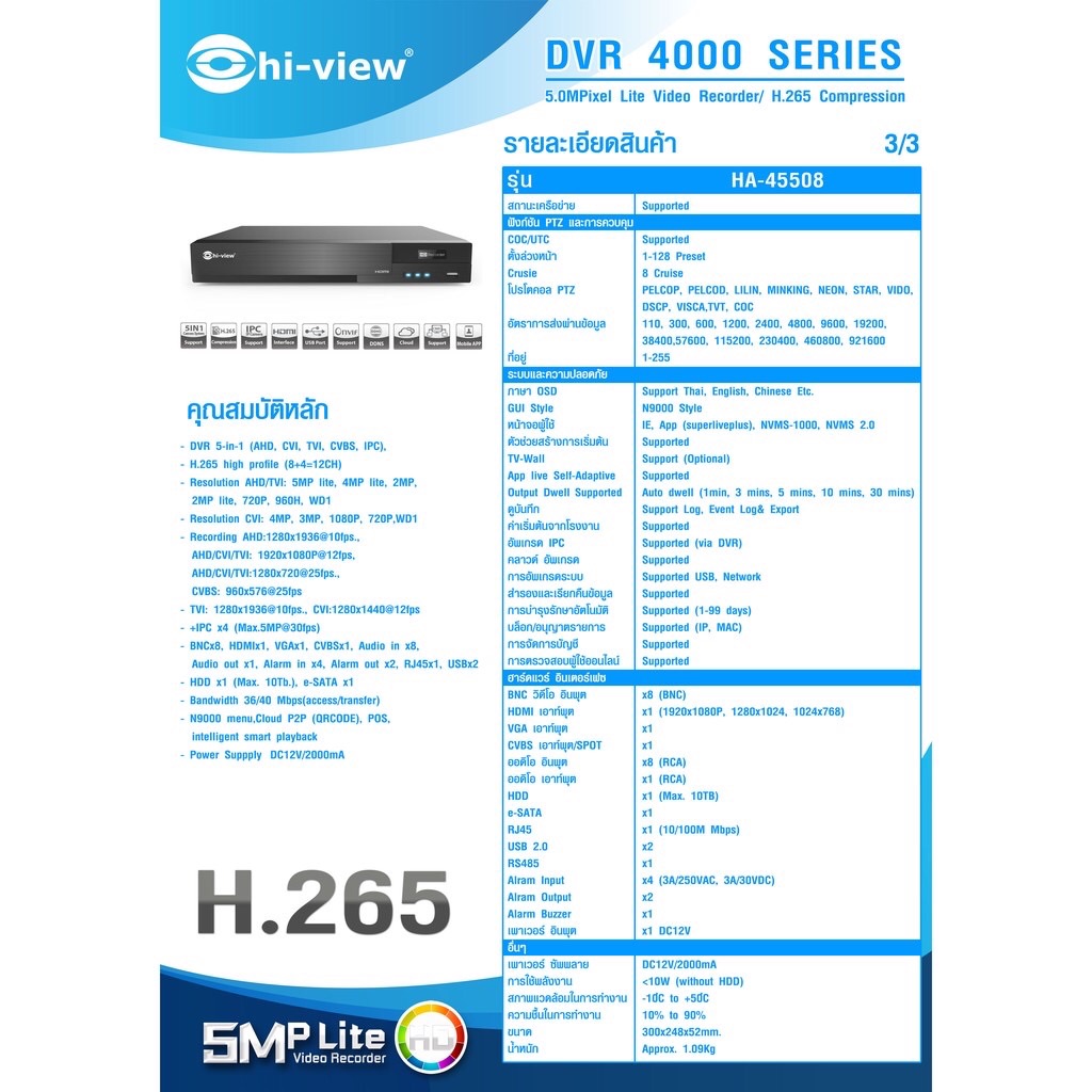 HA-45508 เครื่องบันทึก DVR Hi-view - Puket Stores