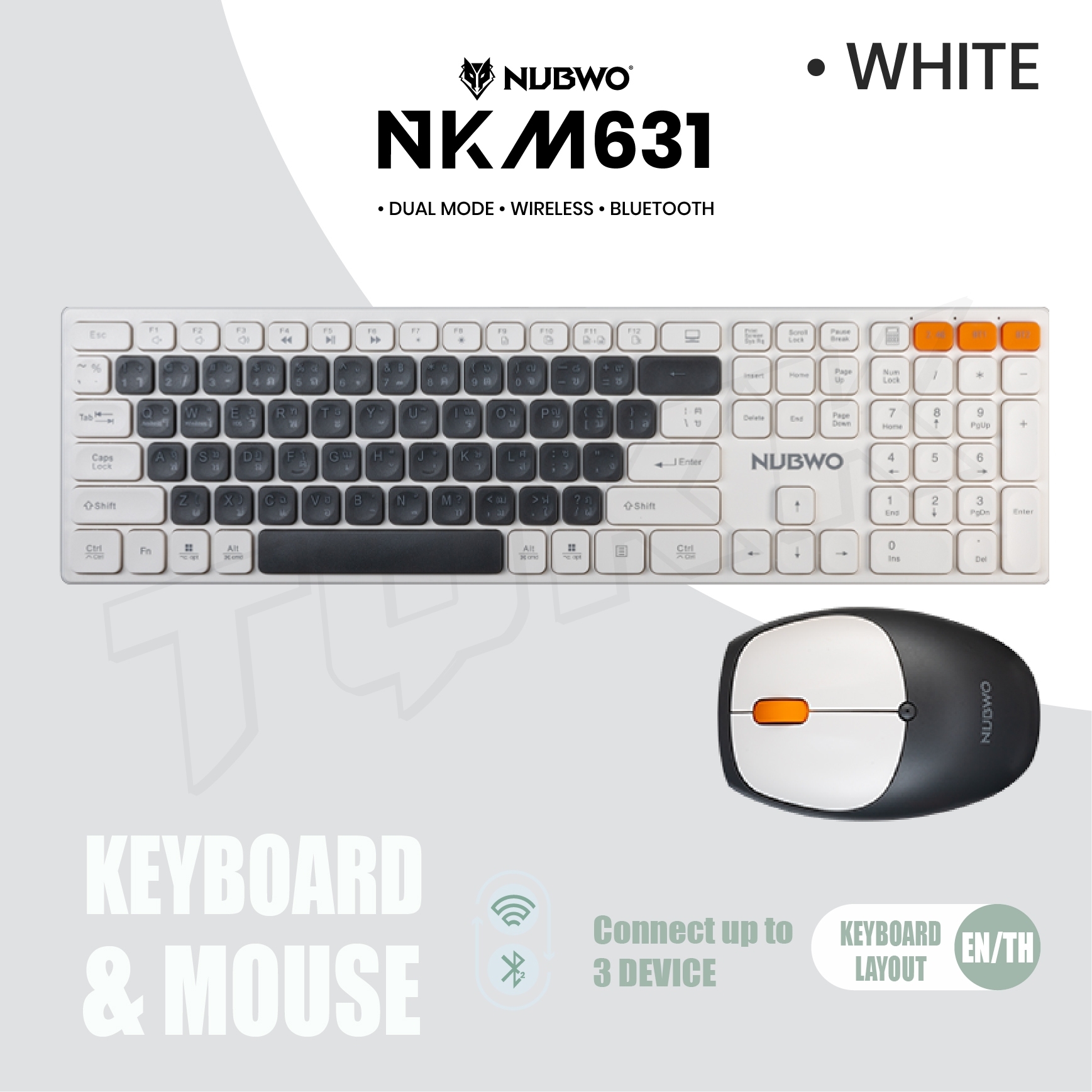 Nubwo NKM-631 Wireless Mouse and Keyboard Set ชุดเมาส์และคีบอร์ด ไร้สาย ...