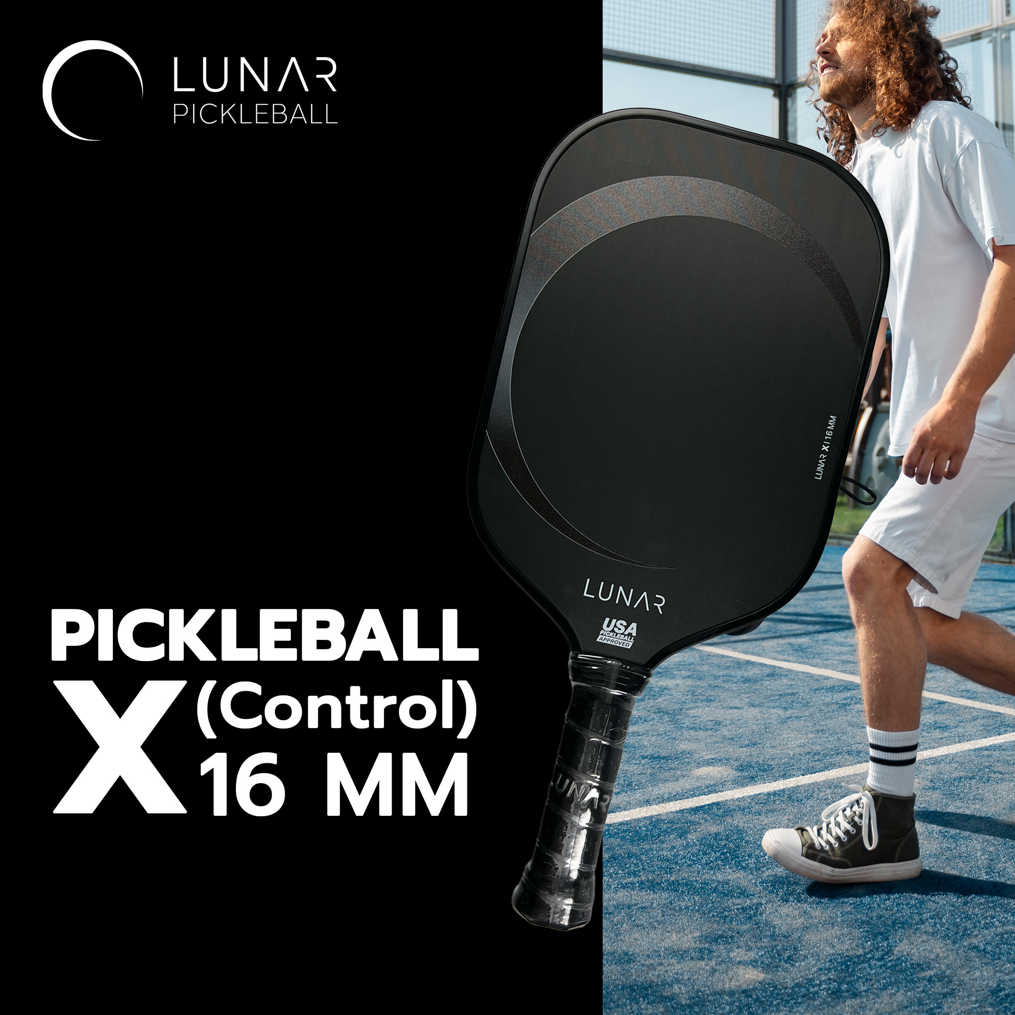 Lunar Pickleball X (Control) 14mm16MM ดำ(Black) Toray T-700 Raw Carbon Fiber - Lunar Pickleball ...