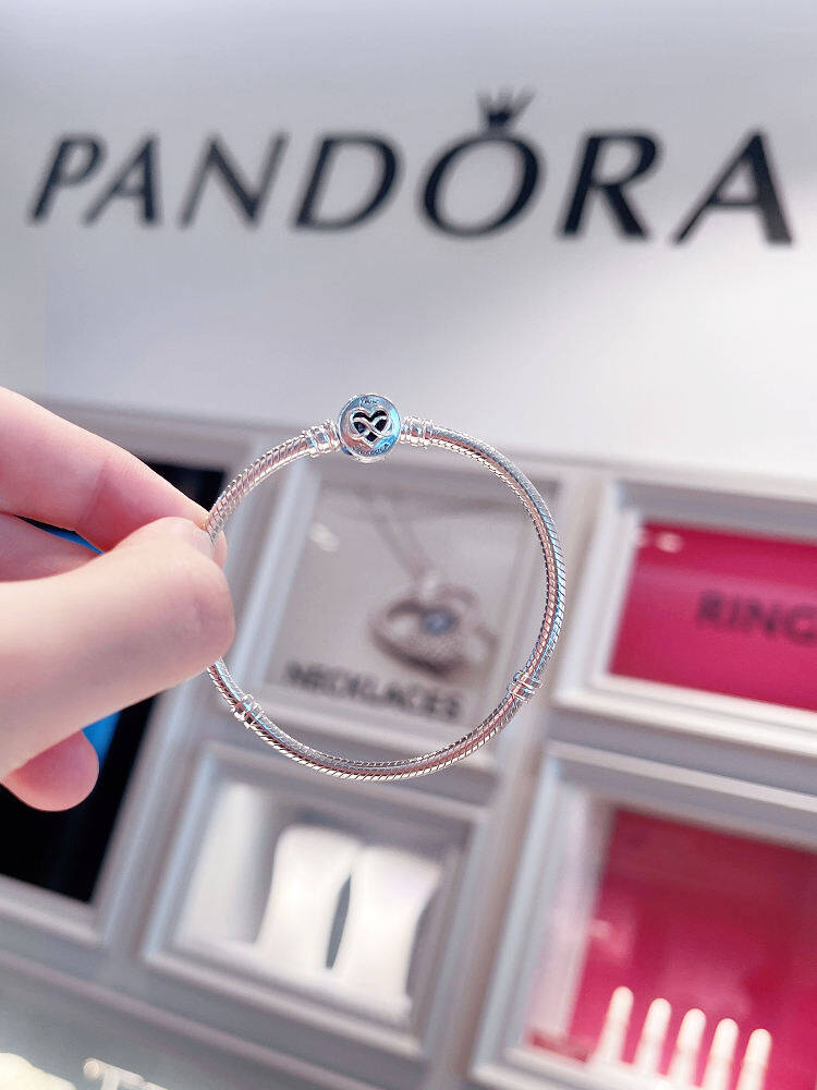 ของแท้ 100Pandora 925 Silver Eternal Heart Chain Buckle Snake Bone ...