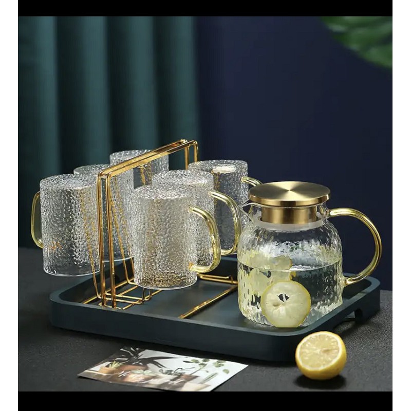 Glass Large-capacity Water Jug with Rice Grain Pattern Heating Glass ...