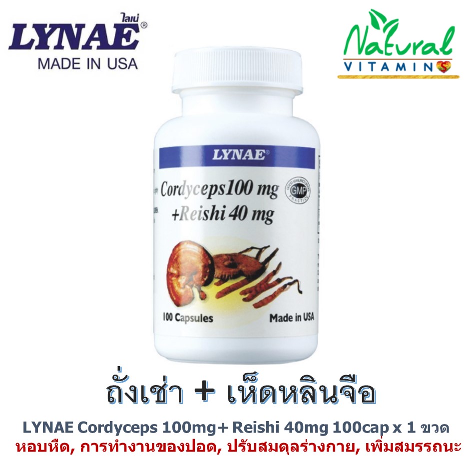 LYNAE Cordyceps 100 mg. + Reishi 40 mg. ไลเน่ ผงถั่งเฉ้าและหลินจือสกัด ...