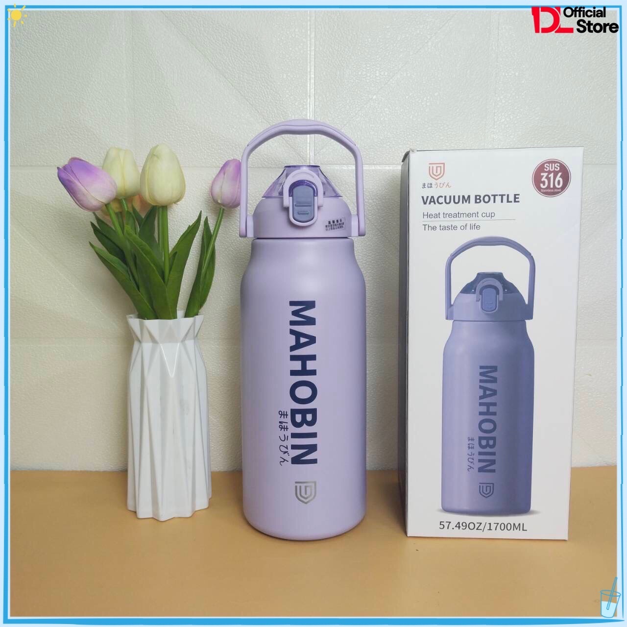 Mahobin แก้วเก็บความเย็น กระบอกน้ำ ขวดน้ำ ขนาด1300 ML และ 1700ML กระติกน้ำร้อน กระติกเก็บความ ...