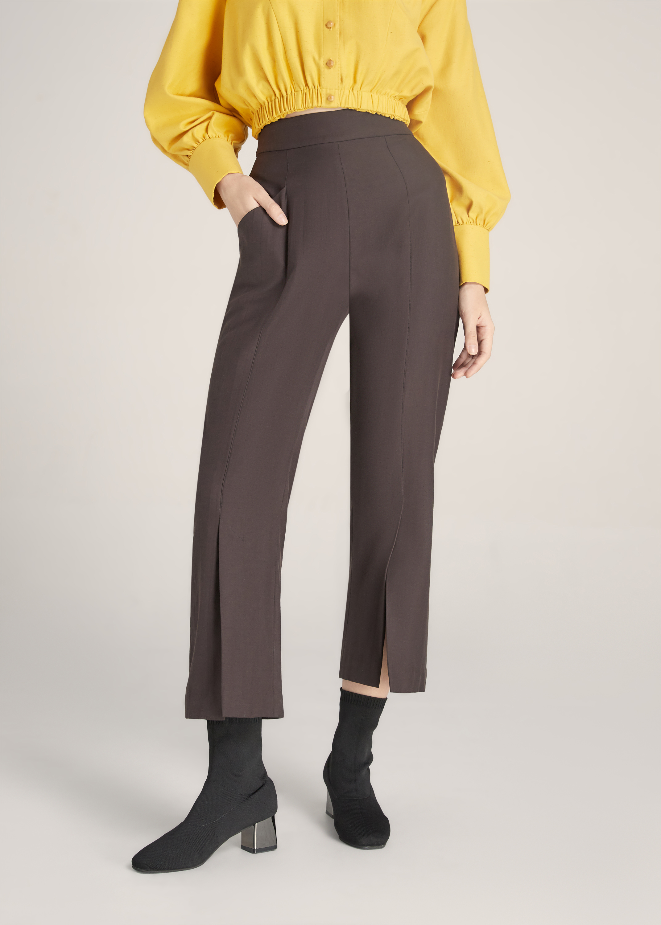 Satin Front Split Pants - TAKTAI Brand - ThaiPick