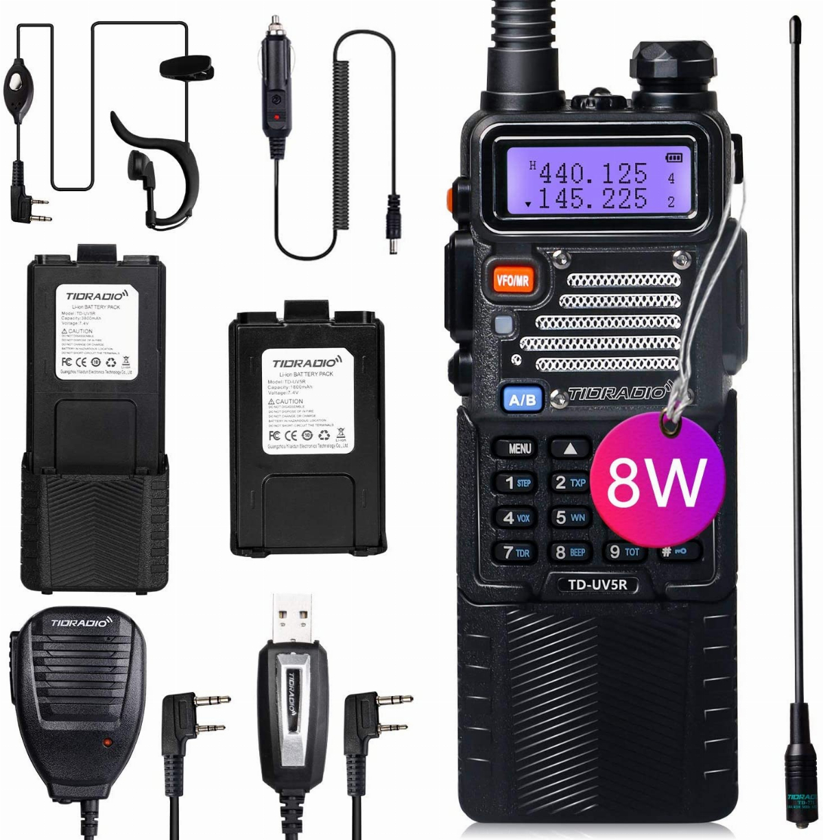 TIDRADIO UV-5R High Power Ham Radio Handheld Two Way Radio with One ...