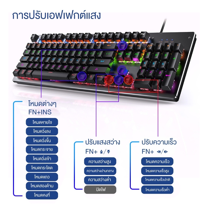 คีย์บอร์ด คีบอร์ดเกมมิ่ง IWACHI Mechanical Keyboard (Blue switch ...