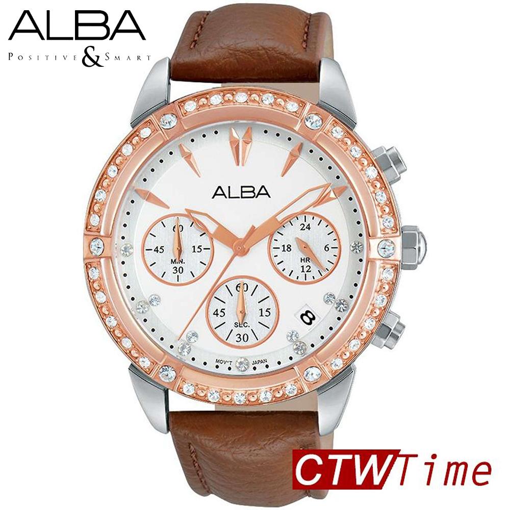 Alba นาฬิกาข้อมือผู้หญิง สายหนัง รุ่น AT3762X1 / AT3762X (หน้าปัดสีขาว ...