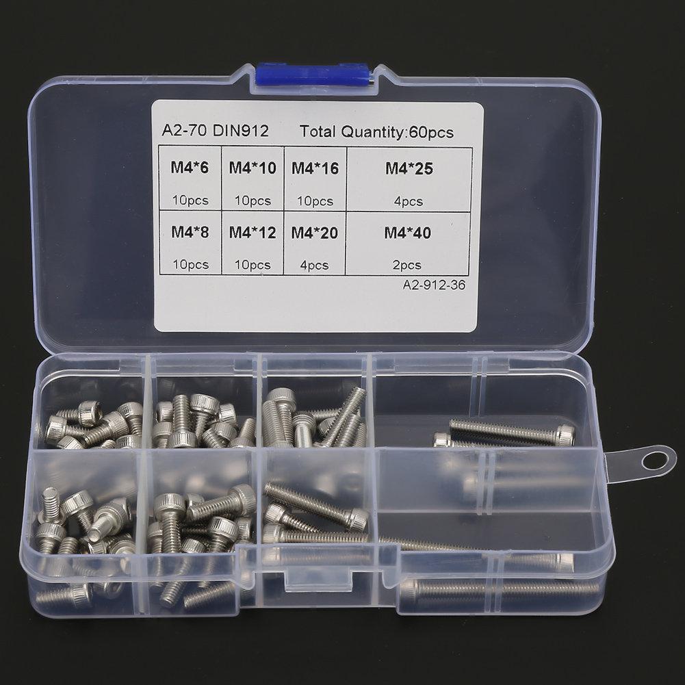 【ราคาถูกสุด】60pcs M4-40 CylindricalStainless Steel Hex Socket Cup Head ...
