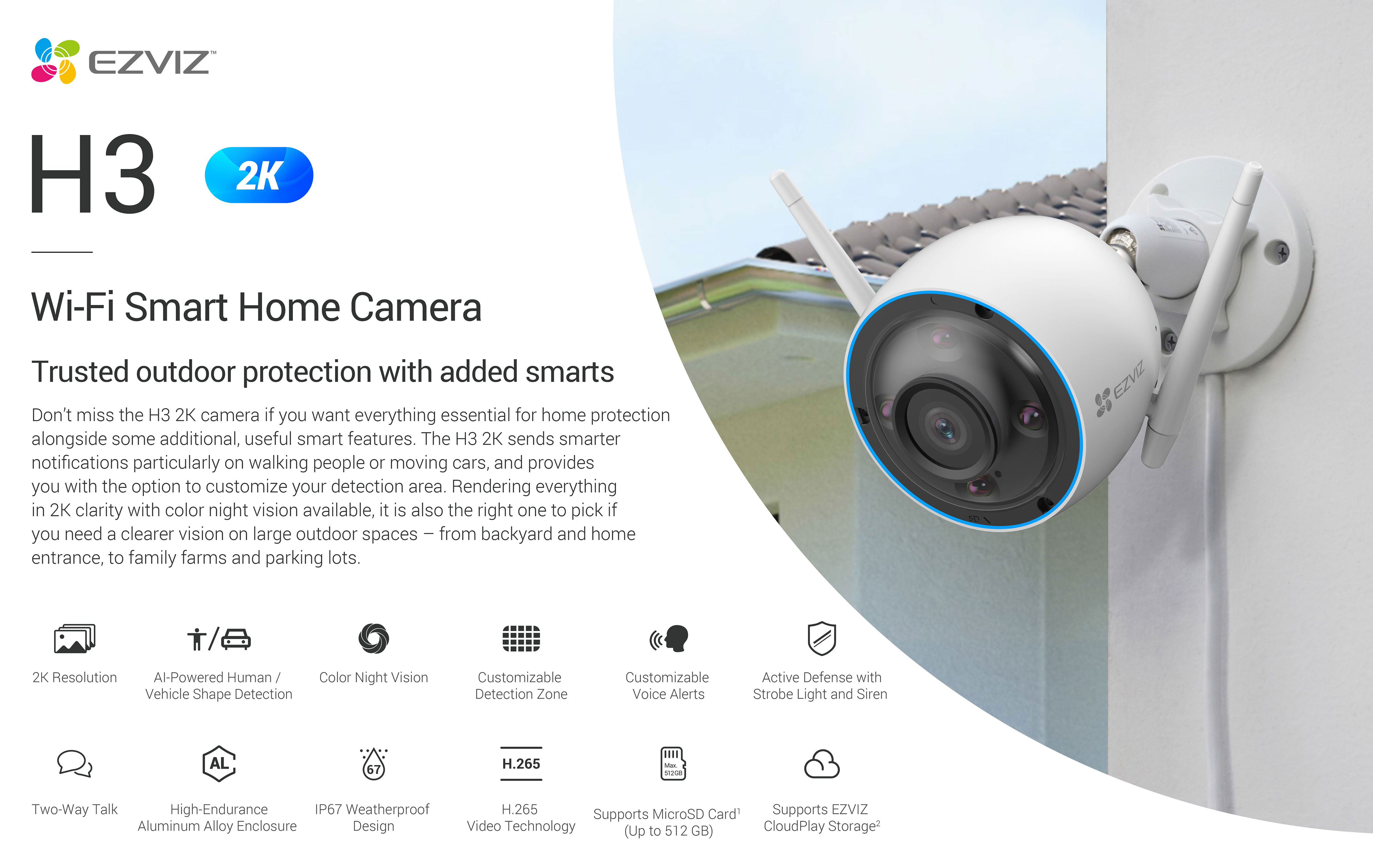 VRgroup EZVIZ H3 Wi-Fi Smart Home Camera 5MP - VR Group - ThaiPick