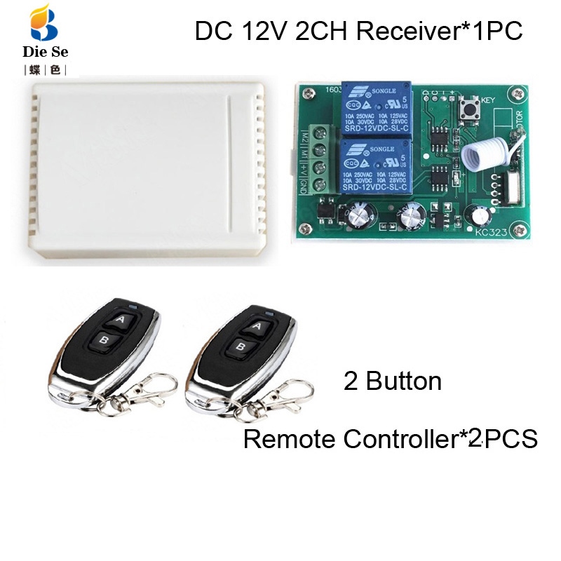 433MHz Remote Control Switch DC 12V 2CH Relay Receiver Module RF For ...