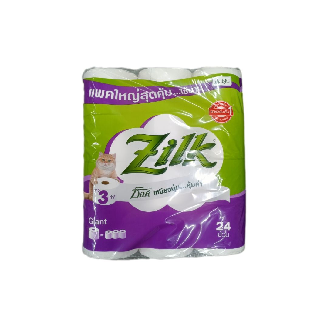 ZILK GIANT TOILET TISSUE ZILK GIANT PACK24 กระดาษชำระ ยาวกว่าปกติถึง 3 เท่า ความยาว 38 เมตร แพ็ค ...