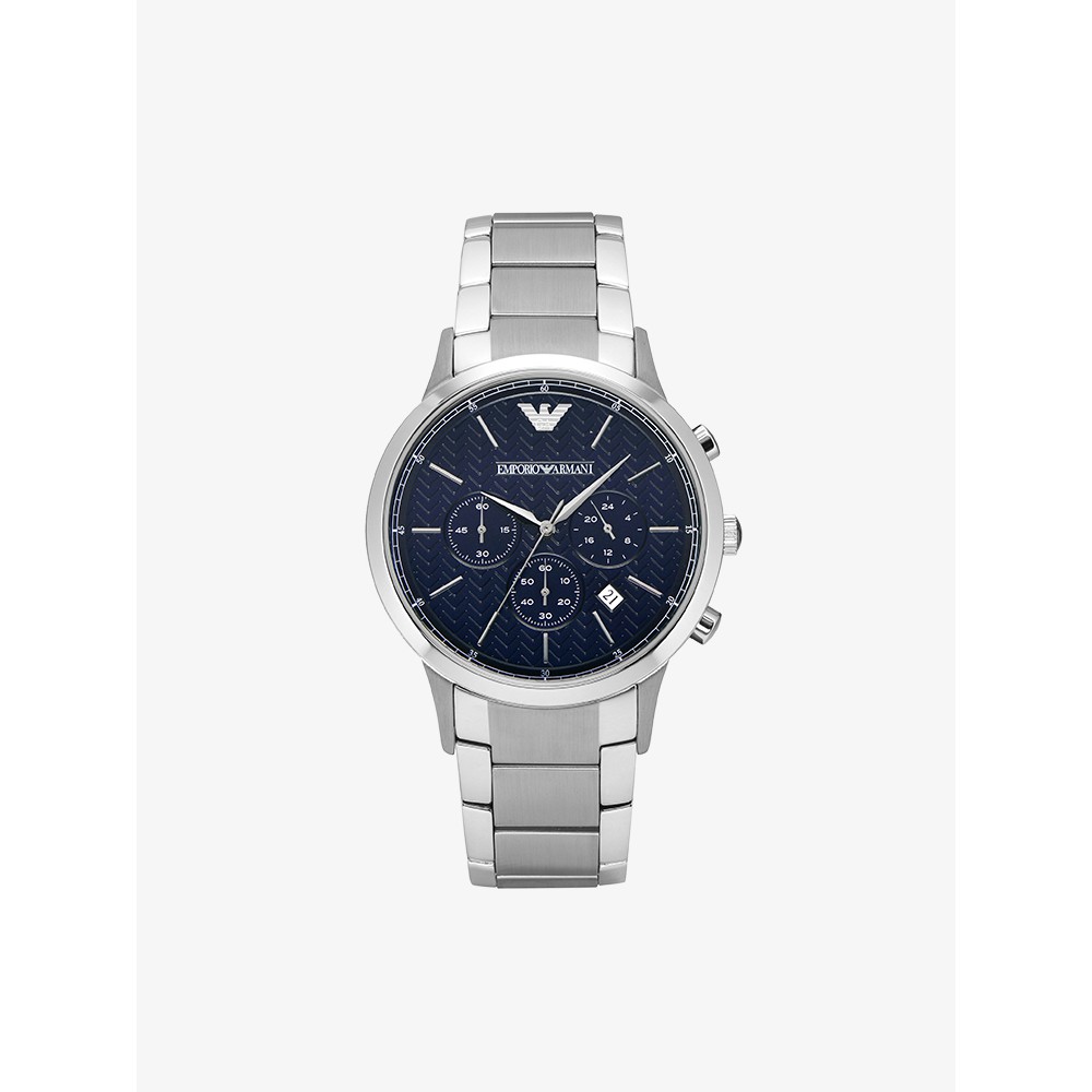EMPORIO ARMANI Classic Chronograph Navy Blue Dial - Silver - Berrybell ...