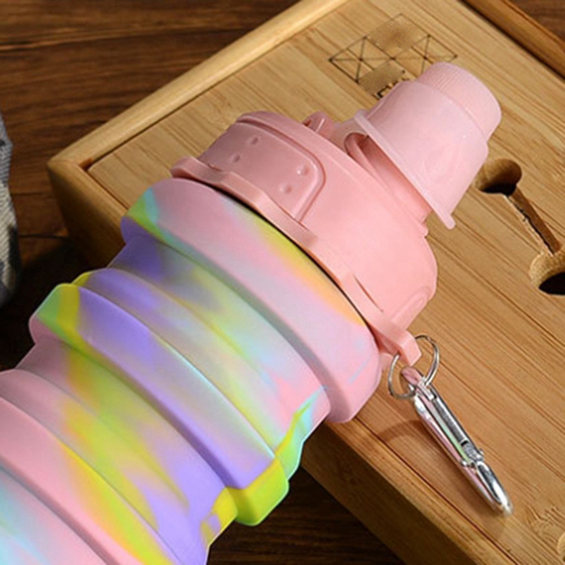 500ML Portable Retractable Silicone Bottle Folding Water Bottle Outdoor Travel Drinking Cup with ...