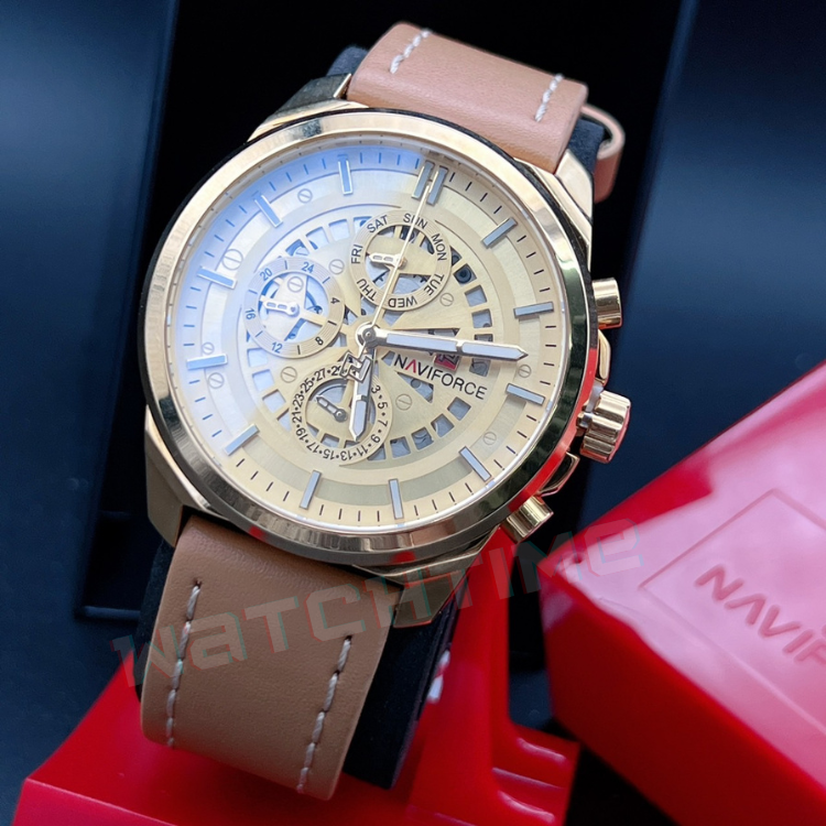 watchtime นาฬิกานาวีฟอสของแท้ 💯% นาฬิกาข้อมือผู้ชาย สายหนัง กันน้ำ 100% ...